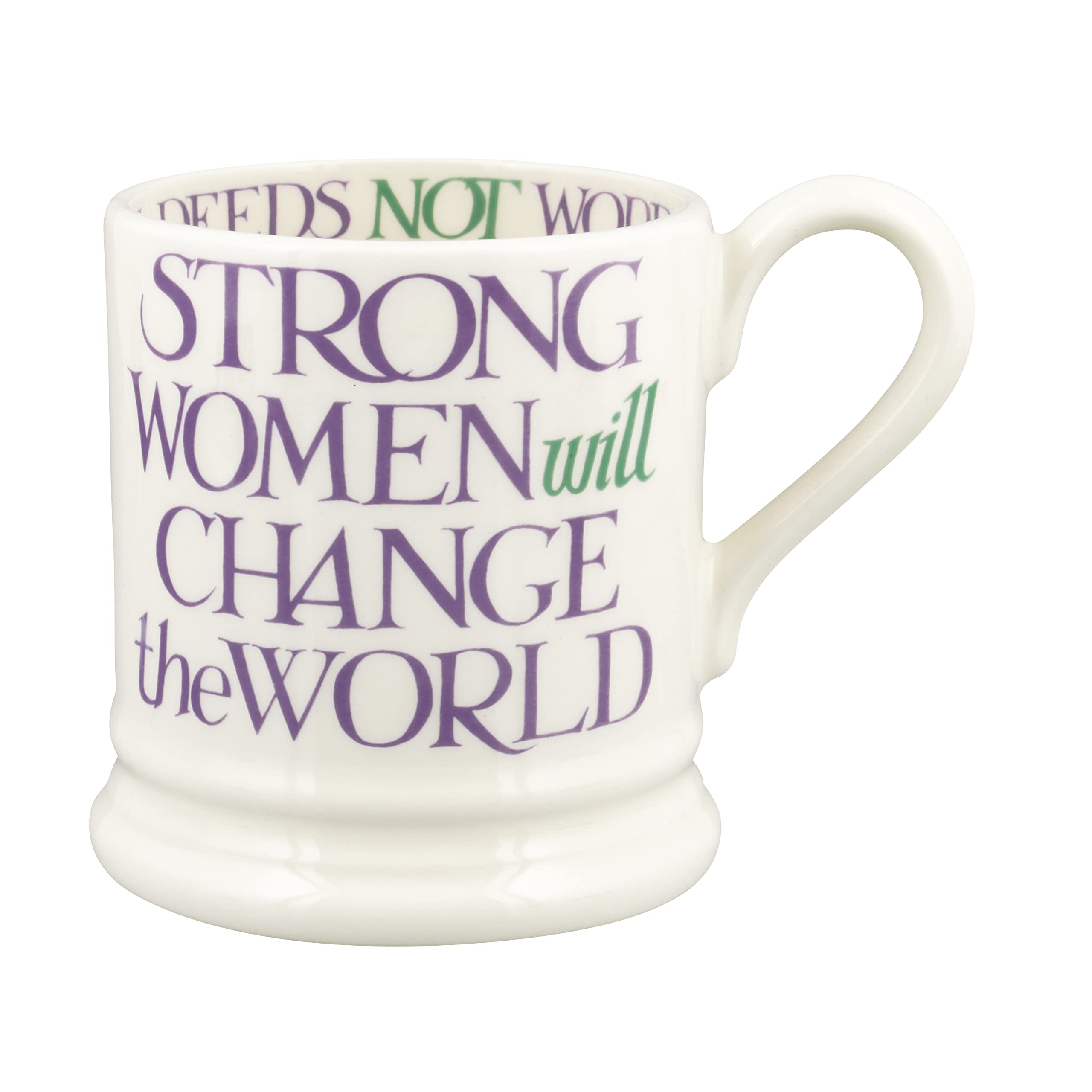 Emma Bridgewater Handmade Ceramic Purple Toast Strong Women Script Gift Half-Pint Coffee and Tea Mug