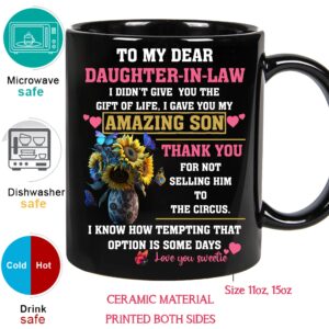 PerfectoStore Personalize Daughter-in-law gifts from Mother-in-law, To My Dear Daughter In Law I Gave You My Amazing Son- Christmas, Mothers day, Fathers day, Birthday gifts (Custom3)