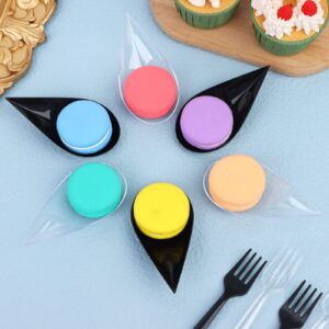 craftshou 400 Pcs 4 Inch Tear Drop Mini Appetizer Plates and Forks,Reusable Party Serving Mini Trays Small Catering Dessert Tasting Spoon Plate Plastic Dish Bowls for Sushi,Dipping Sauces,Ice Cream