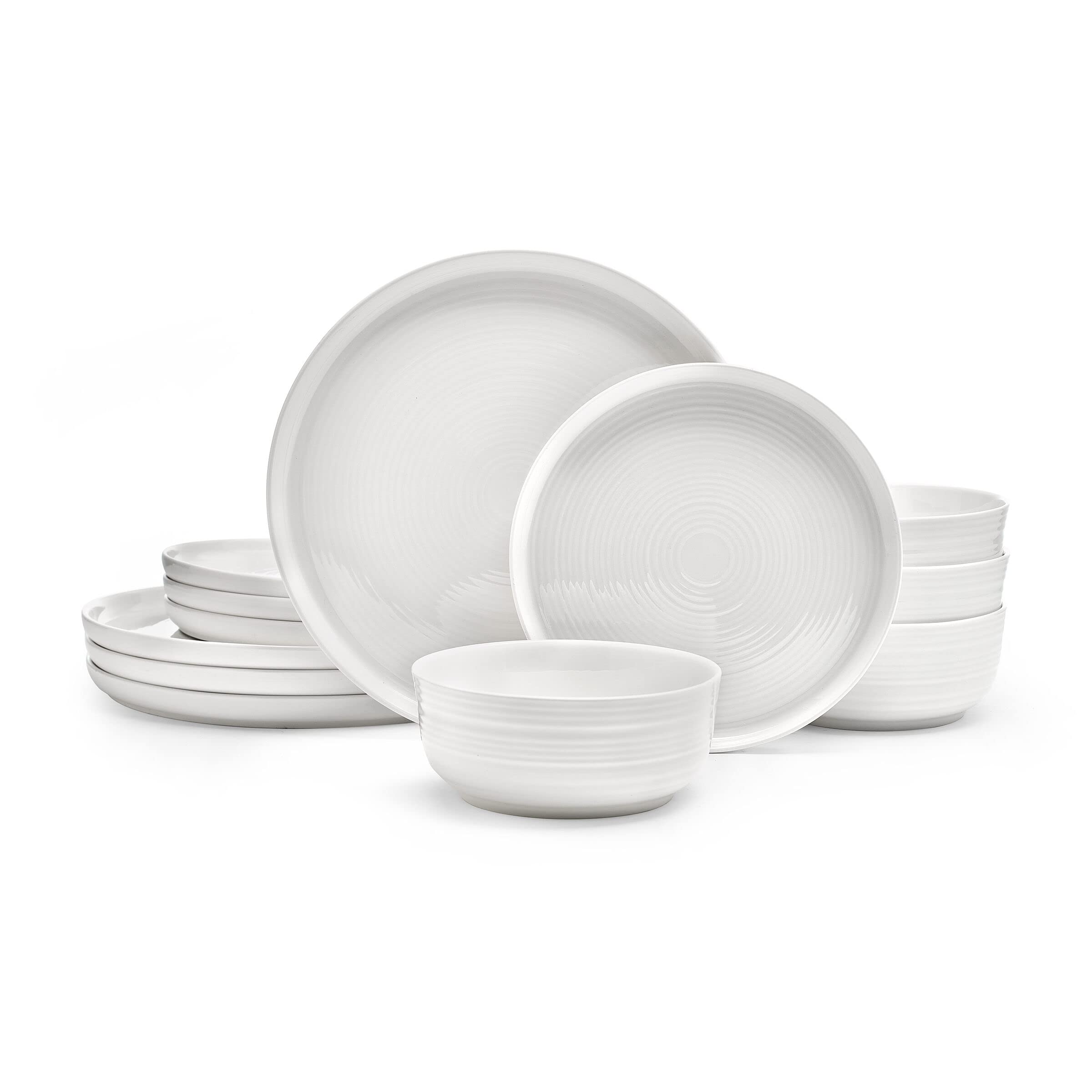 Mikasa Callie Bone China Lightweight Chip Resistant 12 Piece Dinnerware Set, Service for 4, White