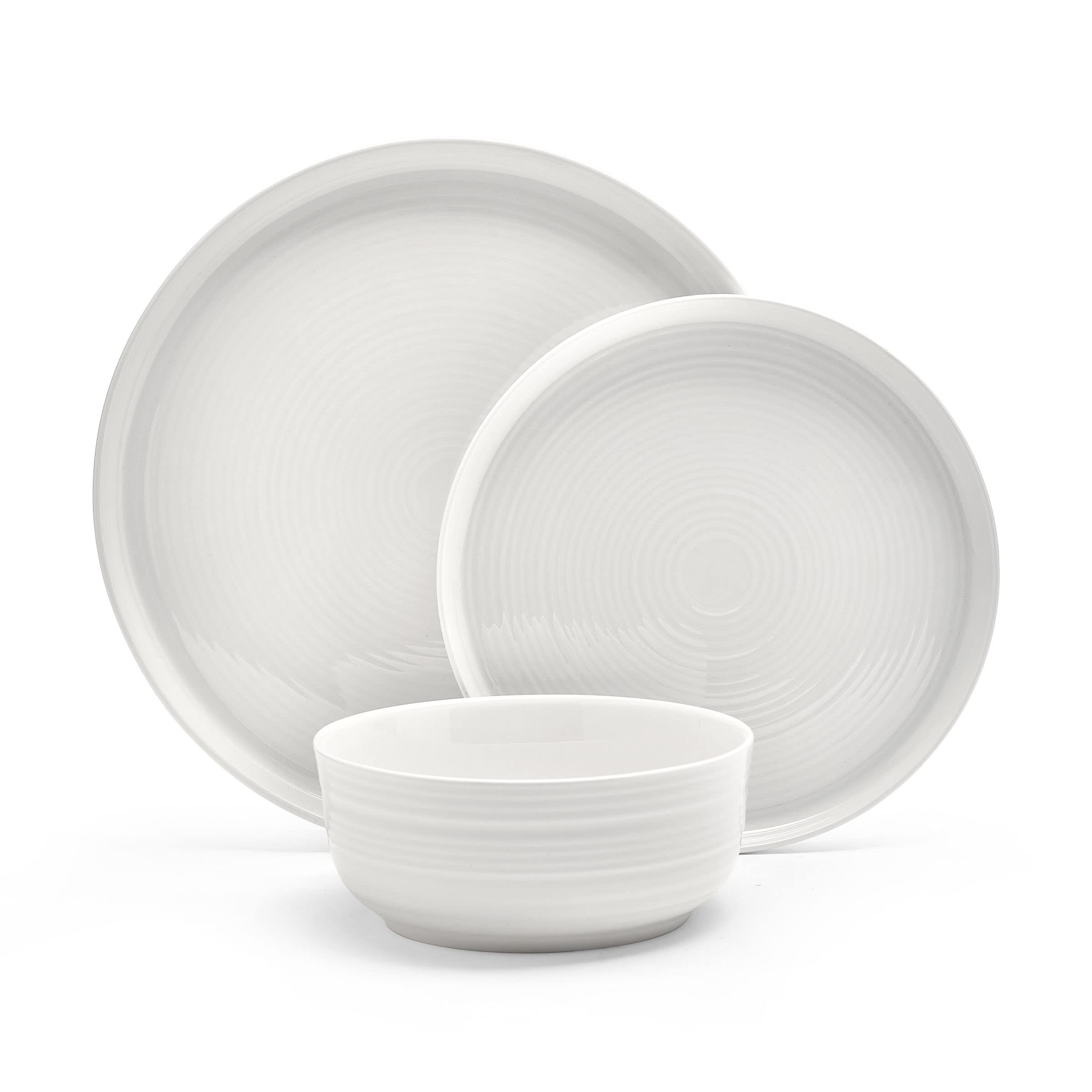 Mikasa Callie Bone China Lightweight Chip Resistant 12 Piece Dinnerware Set, Service for 4, White