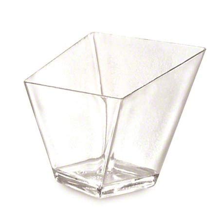 zappy 100 Ct Elegant Square Twist Mini Cube 2 oz with Clear Mini Spoons Clear Tasting Sample Shot Glasses 100 Ct Dessert Cups Disposable Plastic and 100 Mini Dessert Spoons