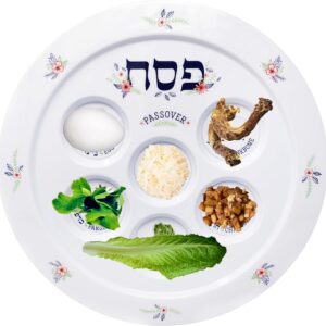 The Dreidel Company Passover Seder Plate Melamine Seder Plate Spring Garden Design, Traditional Kaarah For Pesach 12" (Single)