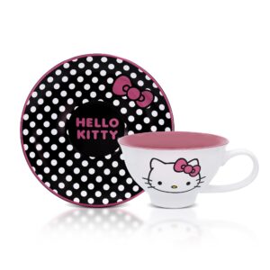 silver buffalo sanrio hello kitty ceramic teacup and saucer set