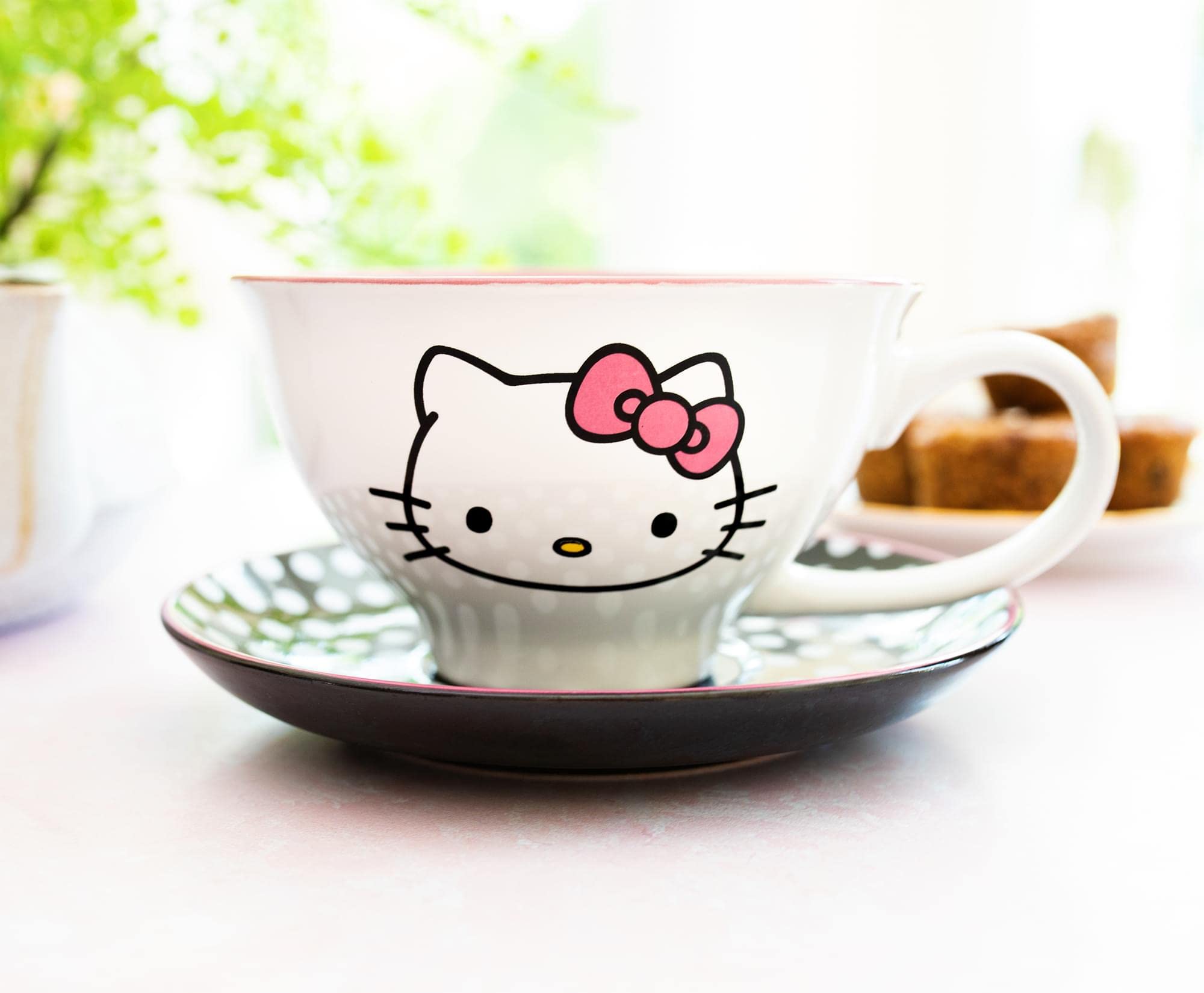 Silver Buffalo Sanrio Hello Kitty Ceramic Teacup and Saucer Set