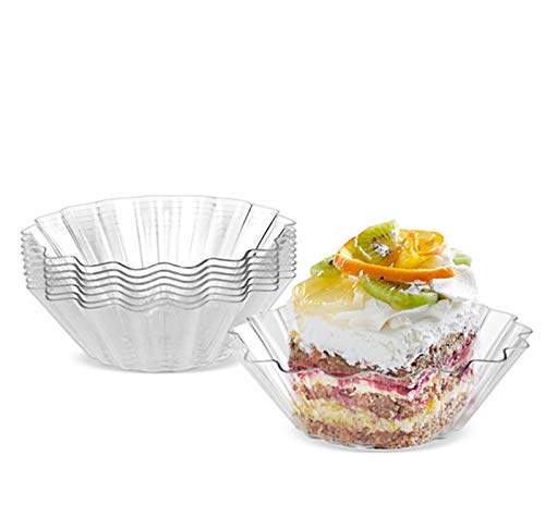 Healthcom 50 Pcs 3 inch Mini Clear Plastic Appetizer Plates Dessert Plates Flower Ice Cream Dessert Bowls Tasting Bowls Dishes Serving Plates Dip Sauce Snacks Plates Small Serving Cup Party Supplies