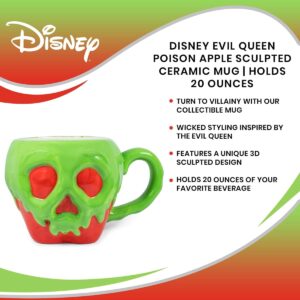 Disney Evil Queen Poison Apple Sculpted Ceramic Mug | Holds 20 Ounces