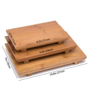 TJ Global Set of 2 Sashimi Sushi Bamboo Serving Geta Plates - Japanese Style Tableware Bamboo Sushi Board Cutting Tray (L9.4 x W5.9)