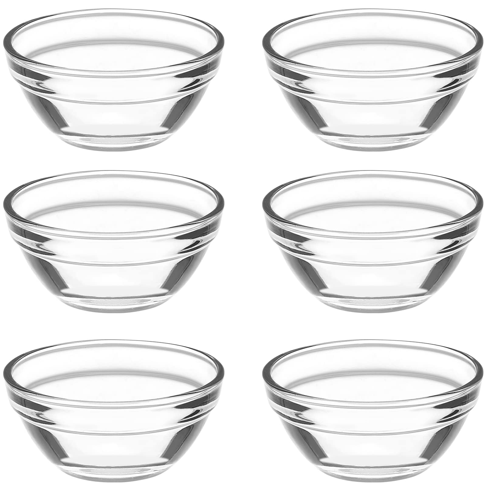 Tofficu 6pcs 2.4×1.2IN Mini Prep Bowls Glass Pudding Bowls Jelly Cups Small Clear Glass Bowls Dessert Containers Kitchen