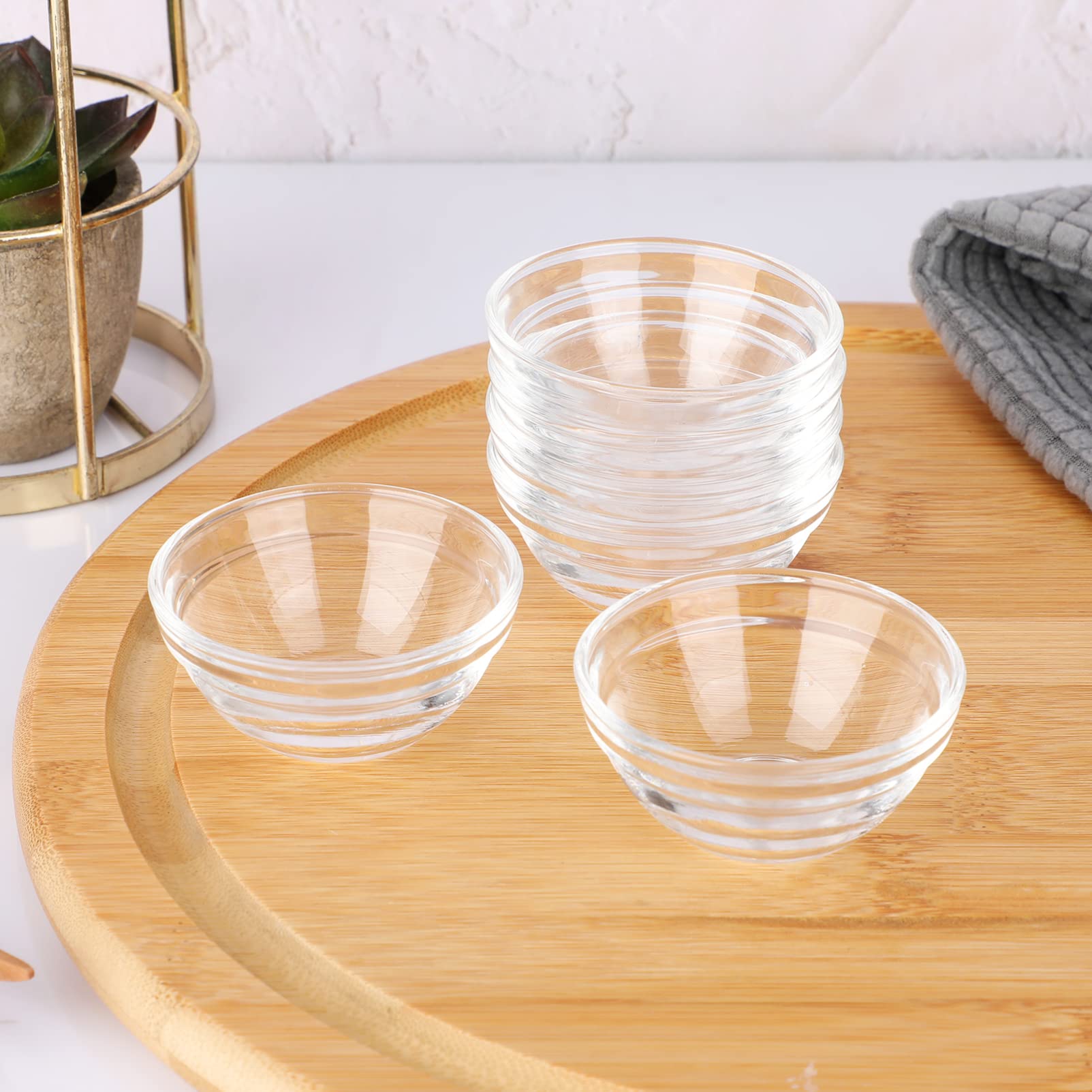 Tofficu 6pcs 2.4×1.2IN Mini Prep Bowls Glass Pudding Bowls Jelly Cups Small Clear Glass Bowls Dessert Containers Kitchen