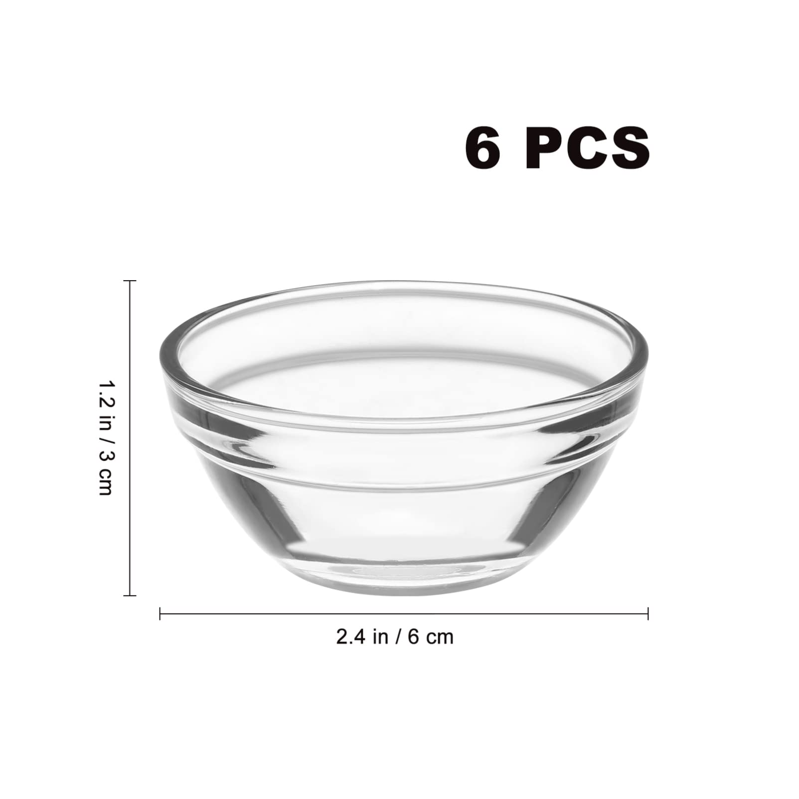 Tofficu 6pcs 2.4×1.2IN Mini Prep Bowls Glass Pudding Bowls Jelly Cups Small Clear Glass Bowls Dessert Containers Kitchen