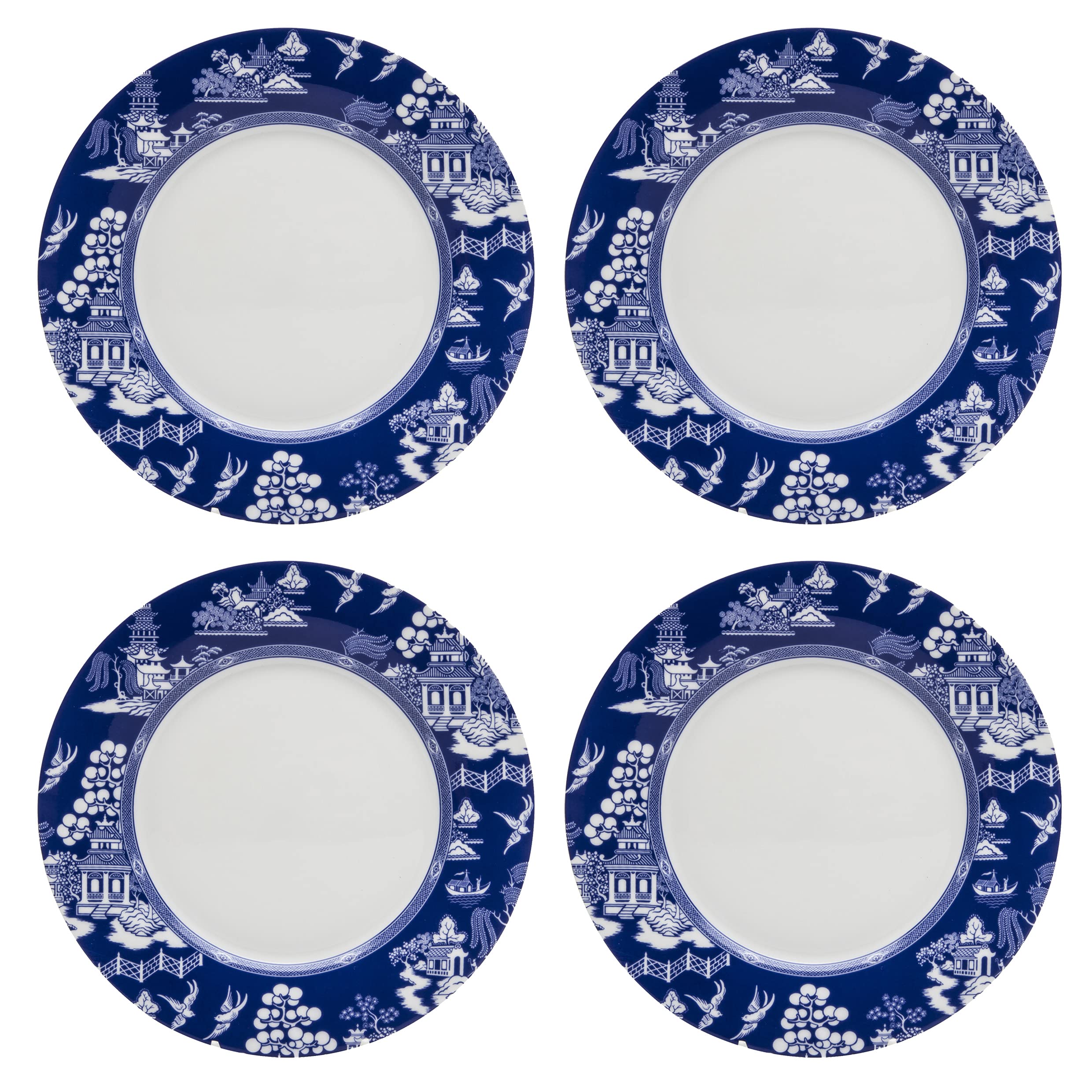 Grace Teaware (Blue Willow Scene) Set of 4 Dessert/Salad Plates 7.5-Inch, Made of Bone China