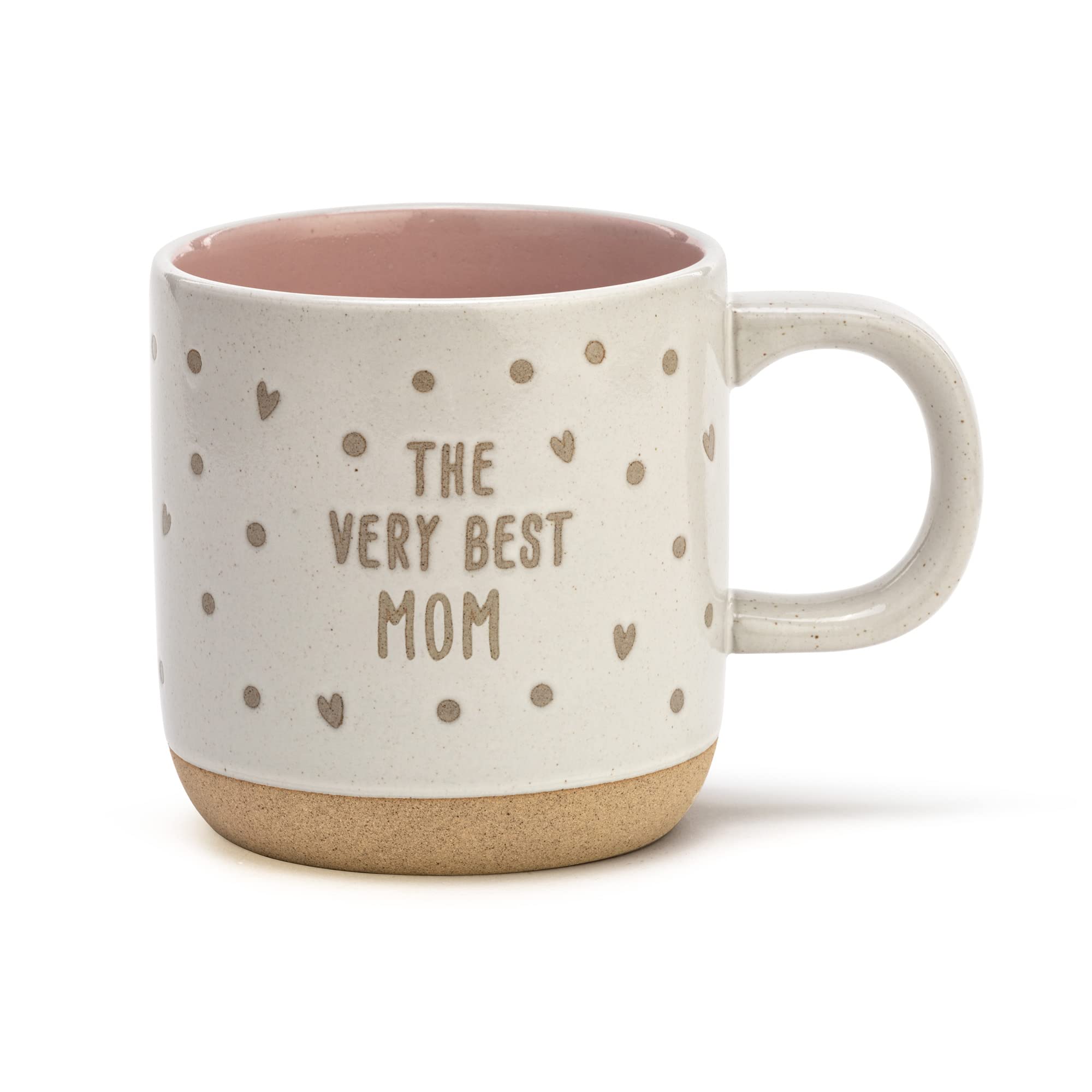 DEMDACO The Very Best Mom Tan and Rose 16 Ounce Stoneware Coffee Cup Mug