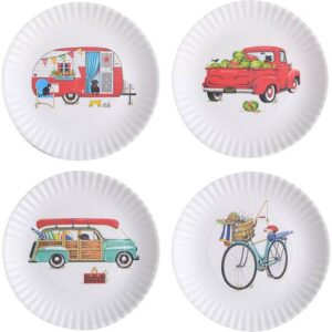 one hundered 80 degrees summertime 9" melamine plates, set of 4