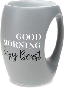 pavilion gift company good morning sexy beast-16 oz stoneware huggable coffee cup mug, 16oz, grey