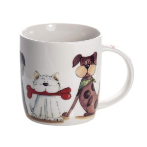 SPOTTED DOG GIFT COMPANY Dog and Cat Coffee Mug Set, 12 oz Cute Mugs Ceramic Porcelain China Coffee Tea Cups, Animal Themed Gifts for Cat Lovers and Dog Lovers Women Men, Set of 2