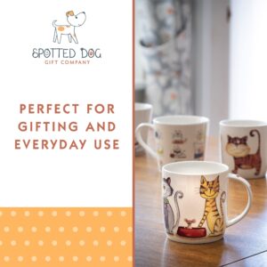 SPOTTED DOG GIFT COMPANY Dog and Cat Coffee Mug Set, 12 oz Cute Mugs Ceramic Porcelain China Coffee Tea Cups, Animal Themed Gifts for Cat Lovers and Dog Lovers Women Men, Set of 2