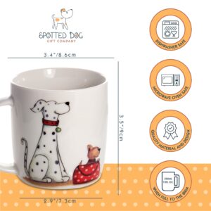 SPOTTED DOG GIFT COMPANY Dog and Cat Coffee Mug Set, 12 oz Cute Mugs Ceramic Porcelain China Coffee Tea Cups, Animal Themed Gifts for Cat Lovers and Dog Lovers Women Men, Set of 2