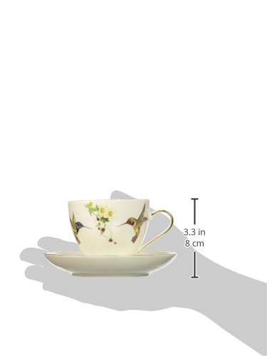 Abbott Collection Ambrosia Hummingbird Cup & Saucer White, 2.5"