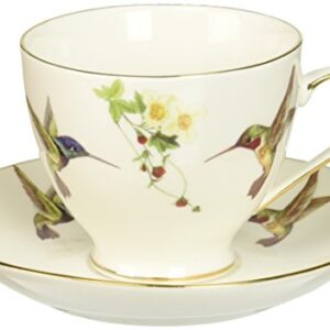 Abbott Collection Ambrosia Hummingbird Cup & Saucer White, 2.5"