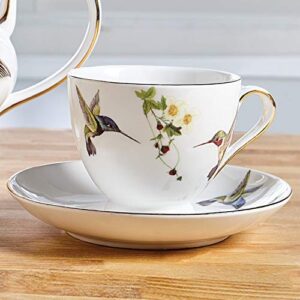 Abbott Collection Ambrosia Hummingbird Cup & Saucer White, 2.5"