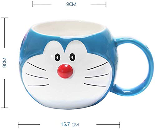 Coffee Milk Tea Ceramic Cup, Doraemon Cartoon Ceramic Cup, Faith Cup, Water Cup, Breakfast Cup, Tea Cup, Milk, Cola, Beer, Cool Drink Cup, Blue (A)