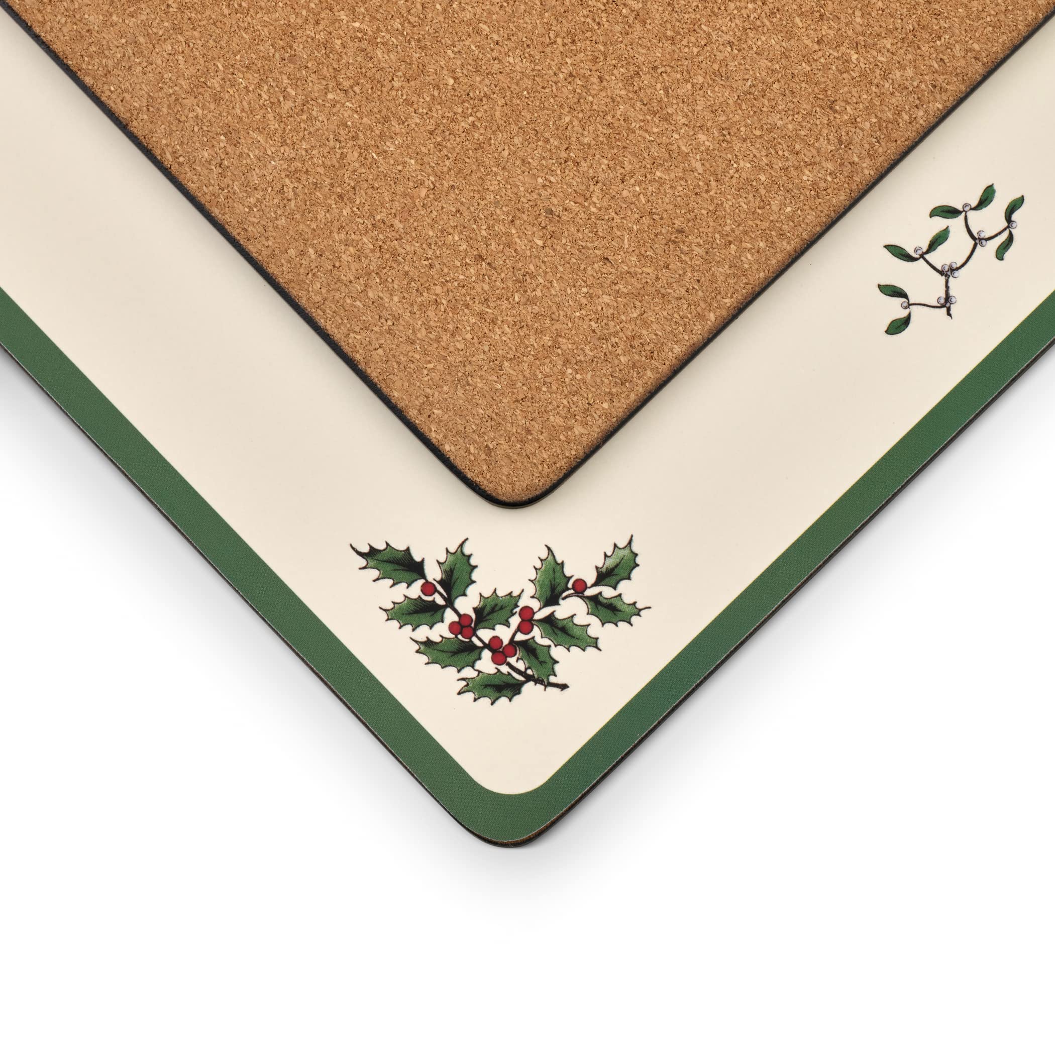 Pimpernel Christmas Tree Collection Placemats | Set of 4 | Heat Resistant Mats | Cork-Backed Board | Hard Placemat Set for Dining Table | Measures 15.7” x 11.7” Green