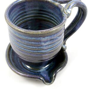 Hand-Sculpted Stoneware Microwave Bacon Cooker Mug, Made in USA (French Blue Blend)