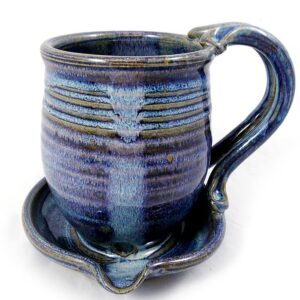 Hand-Sculpted Stoneware Microwave Bacon Cooker Mug, Made in USA (French Blue Blend)