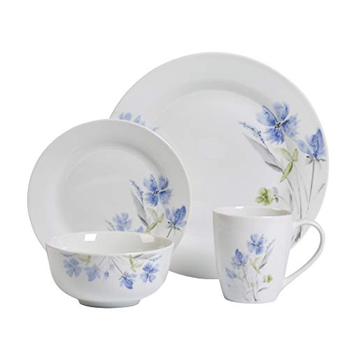 Tabletops Gallery Wildflower - 16 Piece Round Rim Dinnerware Set, Service of 4