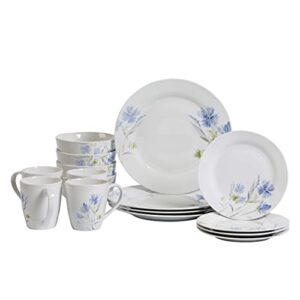 Tabletops Gallery Wildflower - 16 Piece Round Rim Dinnerware Set, Service of 4