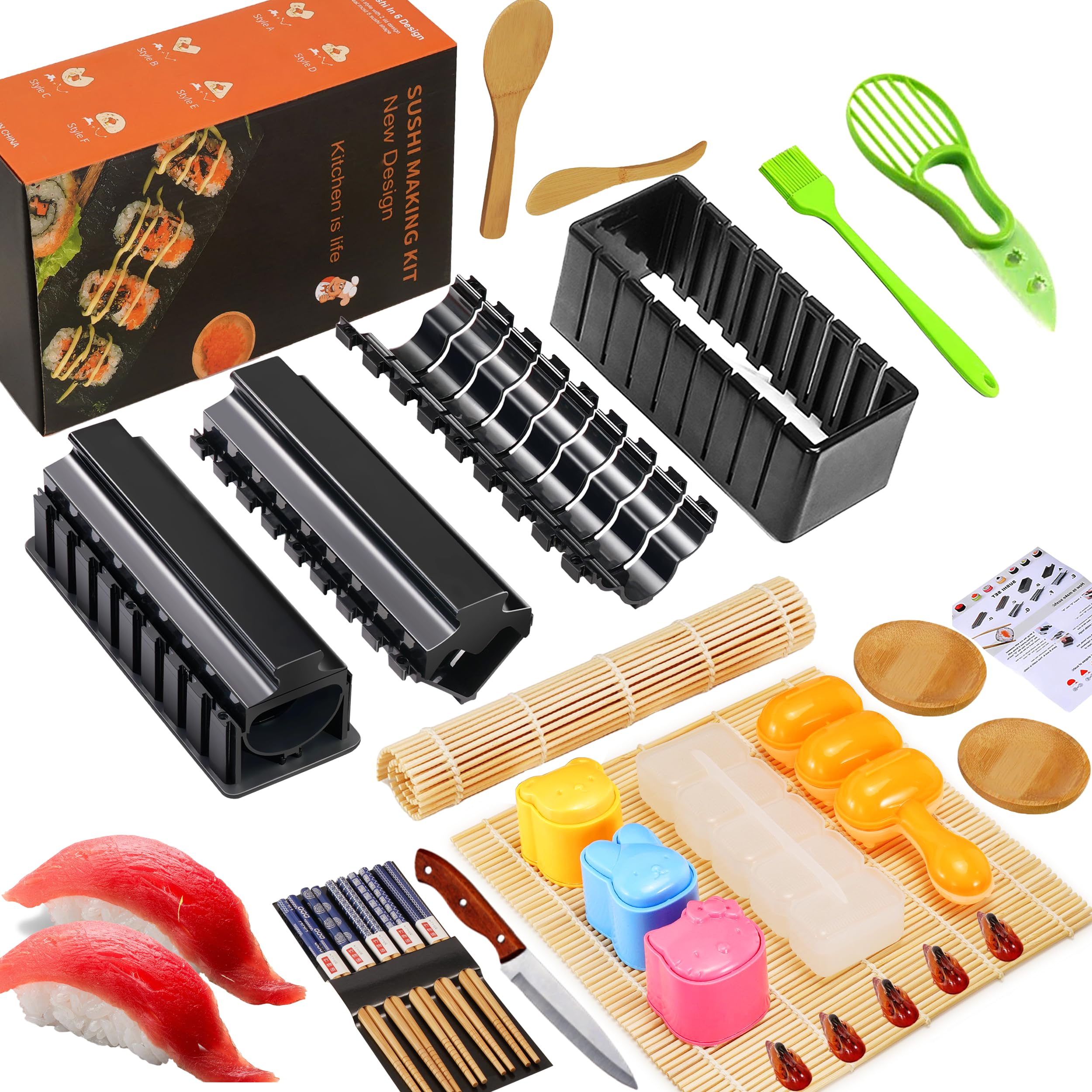 Enido 10 Pcs Sushi Making Kit for Beginners, Sushi Maker Kit, Sushi Maker Mold Set, DIY Easy Sushi Kit Maker for Home