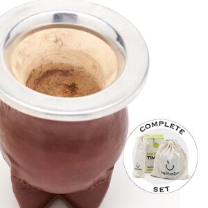 BALIBETOV Premium Yerba Mate Gourd (Mate Cup) - Uruguayan Mate - Leather Wrapped - Includes Stainless Steel Bombilla and Cleaning Brush. (Camionero Burgundy)