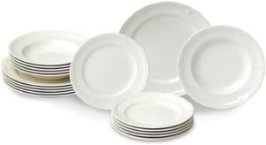 villeroy & boch manoir 18-piece dinnerware set, plates & bowls, premium porcelain, made in germany, white, large