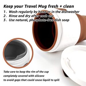 Collapsible Travel Cup Coffee Mug, 13.5oz / 395ml - Leak-Proof Reusable Portable Silicone Cup, Expandable Drinking Mug - Perfect for Camping & Hiking & Traveling - Microwave & Dishwasher Safe(Coffee)