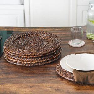 Artera Wicker Rattan Charger Plates - Set of 8, 13 inch Round Woven Plate Holder, Decorative Service Plates for Home, Professional Fine Dining Perfect for Events & Dinner Parties