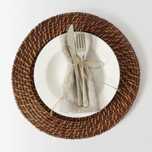 Artera Wicker Rattan Charger Plates - Set of 8, 13 inch Round Woven Plate Holder, Decorative Service Plates for Home, Professional Fine Dining Perfect for Events & Dinner Parties