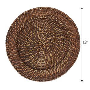 Artera Wicker Rattan Charger Plates - Set of 8, 13 inch Round Woven Plate Holder, Decorative Service Plates for Home, Professional Fine Dining Perfect for Events & Dinner Parties