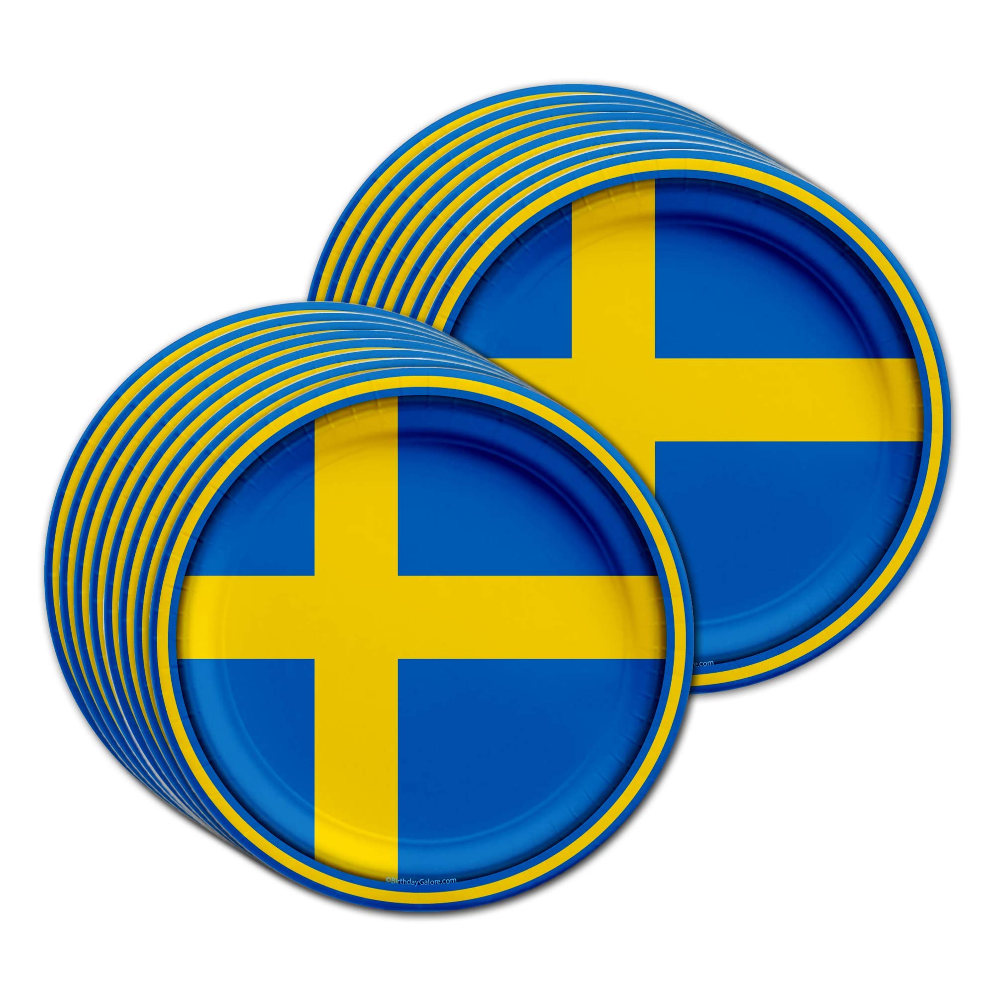 Swedish Flag Birthday Party Supplies Set Plates Napkins Cups Tableware Kit for 16