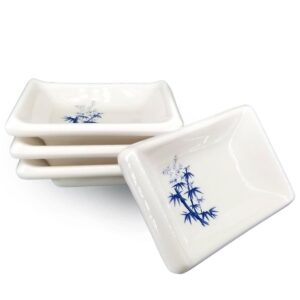 happy sales hsdbbm4t, melamine sauce dipping bowls, sauce dishes, set of 4 pc tetragon, bamboo