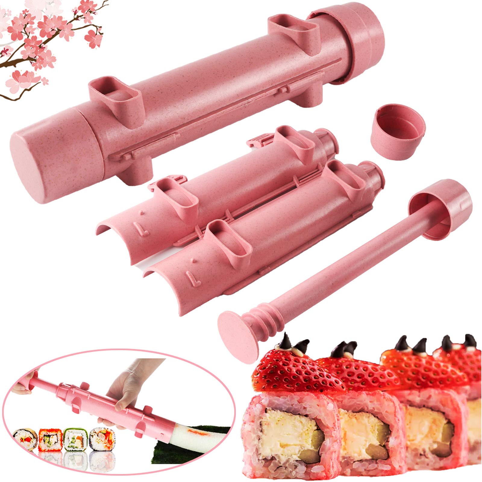 Sushi Mold All In One Sushi Bazooka Maker DIY Rice&Sushi Roller Machine Sushi Maker Sushi Making Kit&Set Kitchen Sushi Tool Easy Sushi Rolling Cooking Beginner Sushi Kit Best kitchen Sushi Rice