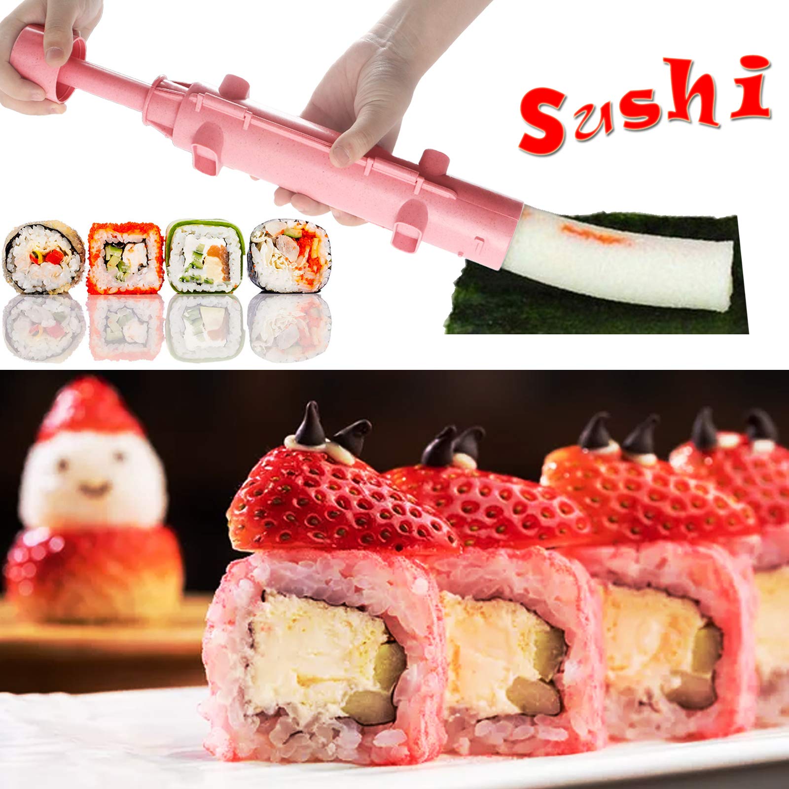 Sushi Mold All In One Sushi Bazooka Maker DIY Rice&Sushi Roller Machine Sushi Maker Sushi Making Kit&Set Kitchen Sushi Tool Easy Sushi Rolling Cooking Beginner Sushi Kit Best kitchen Sushi Rice