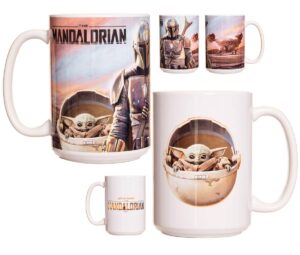 star wars mandalorian the child ceramic coffee mug - set of 2-15 oz