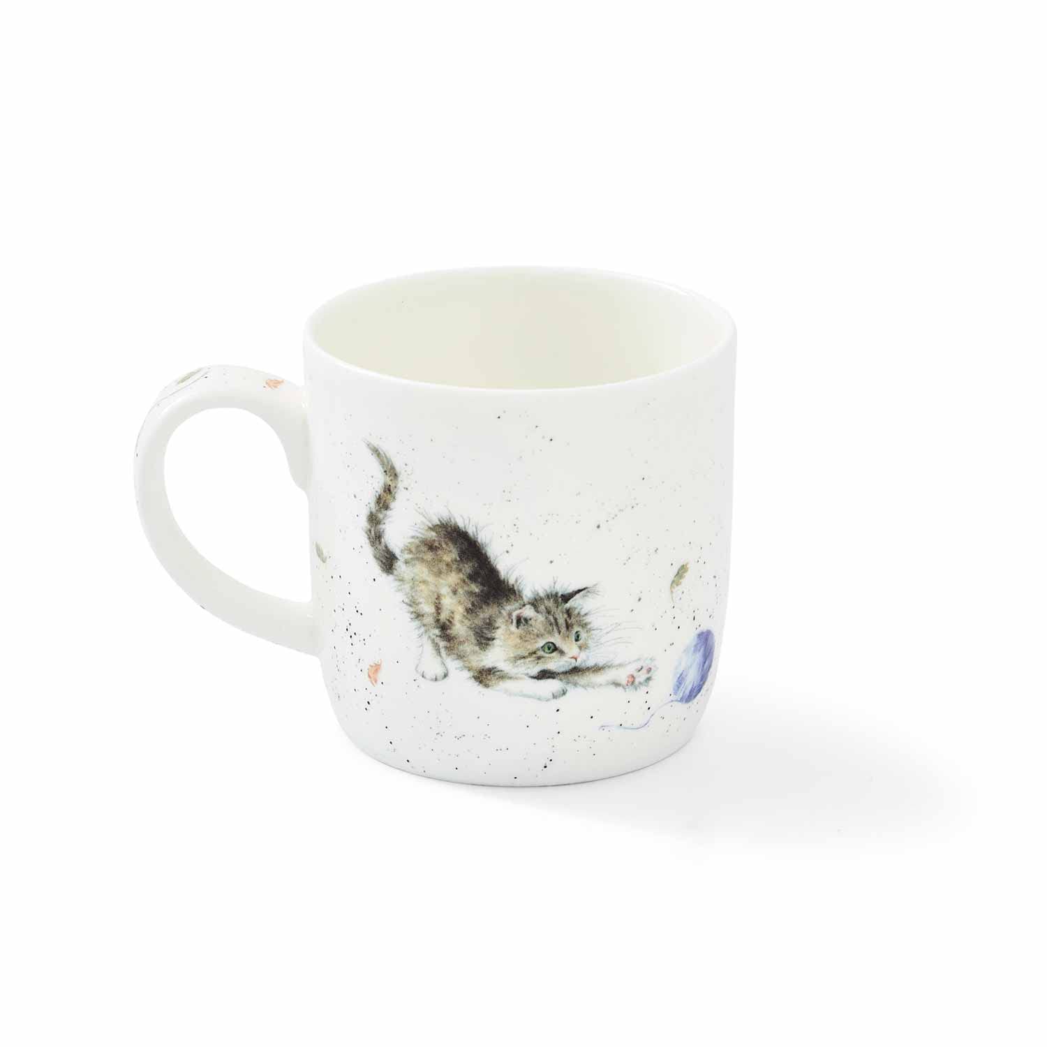 Portmeirion Royal Worcester Wrendale Designs Cat and Mouse Mug | 14 Ounce Large Coffee Mug with Cat Design | Made from Fine Bone China | Microwave and Dishwasher Safe