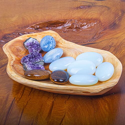 BTEOBFY Wooden Dough Bowls for Decor - Natural Wood Fruit Bowl 11-13 inch, Decorative Wooden Bowl for Fruits, keys, jewerly Display, Kitchen, Dining Room, Office, Bathroom, Bedroom, Living Room