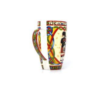 Scotland Piper Mug Cup with Scottish Red Celtic Knots Design and Highland Bagpipes by Royal Tara