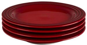 le creuset stoneware set of 4 salad plates, 8.5" each, cerise