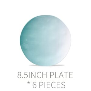 Joviton Home 18-Piece Teal Turquoise Ombre Melamine Dinnerware Sets for 6,Outdoor Plates and Bowls Sets (Turquoise)