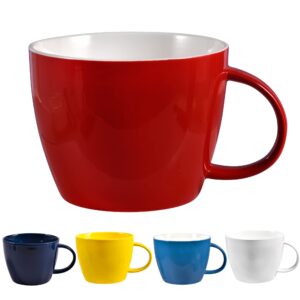 fmsdd red xl porcelain coffee mug 30 ounce, wide cup with handle for office & home for coffee, tea, cocoa, milk, soup or water, nice gift matching to kitchen, table, or dinner sets