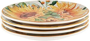 certified international sunflower fields 9" salad/dessert plates, multi colored, medium, set of 4